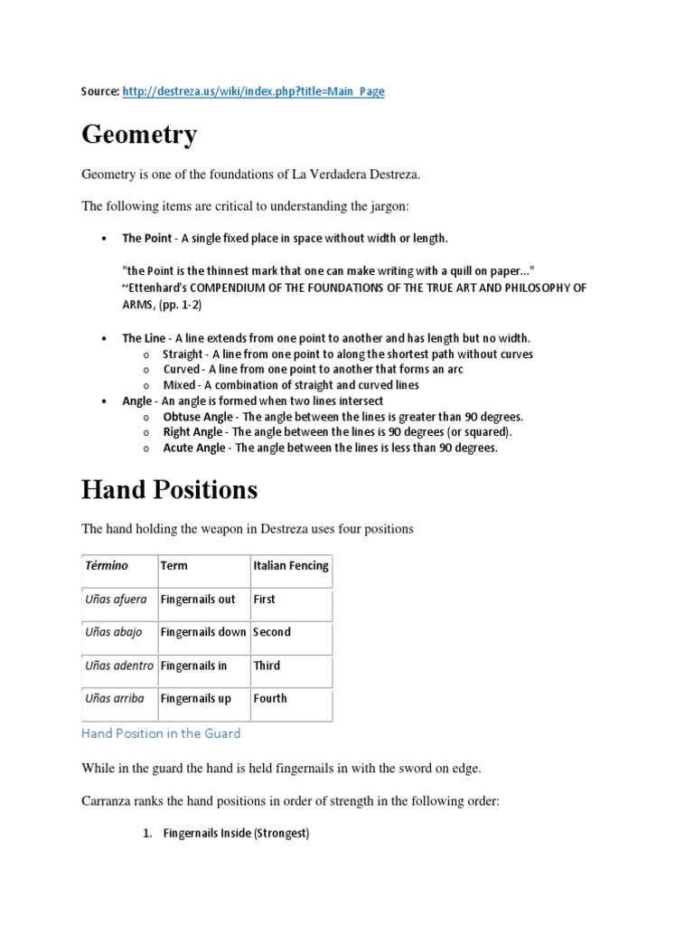 Basic Explanation of Destreza | PDF | Swordsmanship | Blade