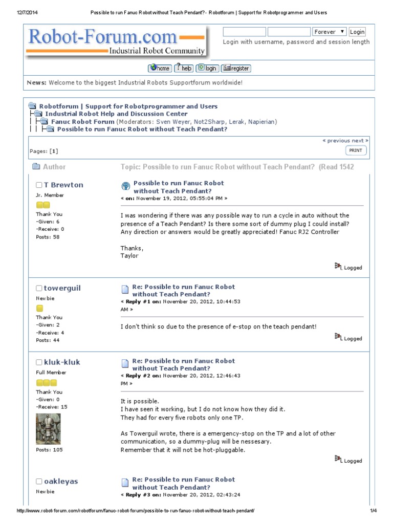 Possible To Run Fanuc Robot Without Teach Pendant - Robotforum ...