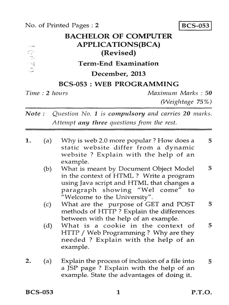 Bachelor of Computer Applications (Bca) (Revised) | PDF