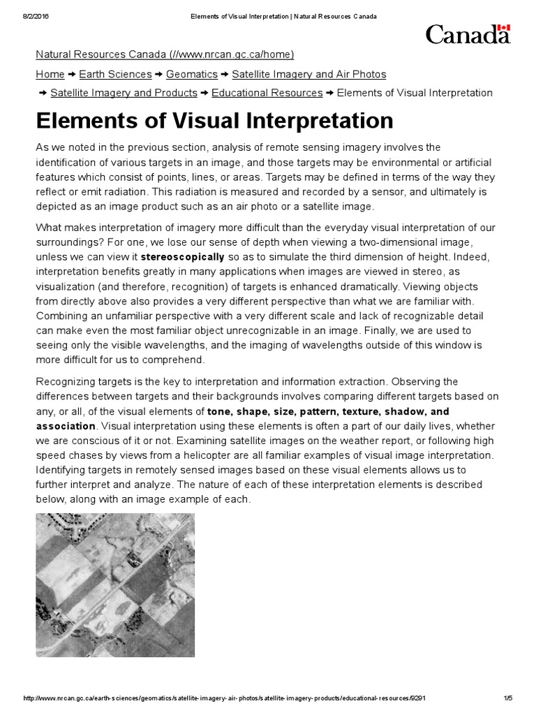 Elements of Visual Interpretation - Natural Resources Canada PDF | PDF ...