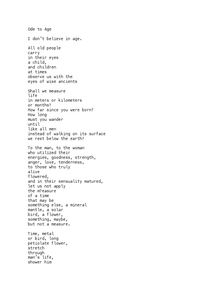 Ode to Age by Pablo Neruda | PDF