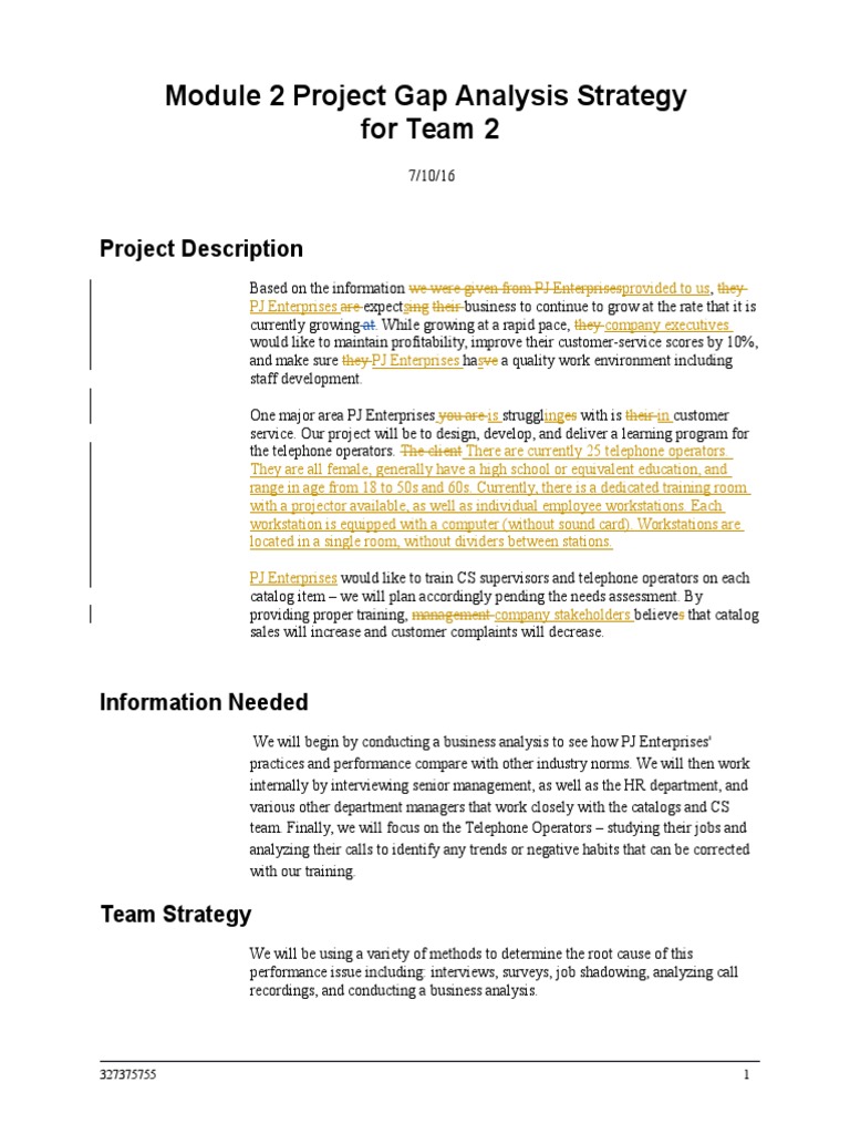 Module 2 Project Gap Analysis Strategy For Team 2 | PDF | Survey ...