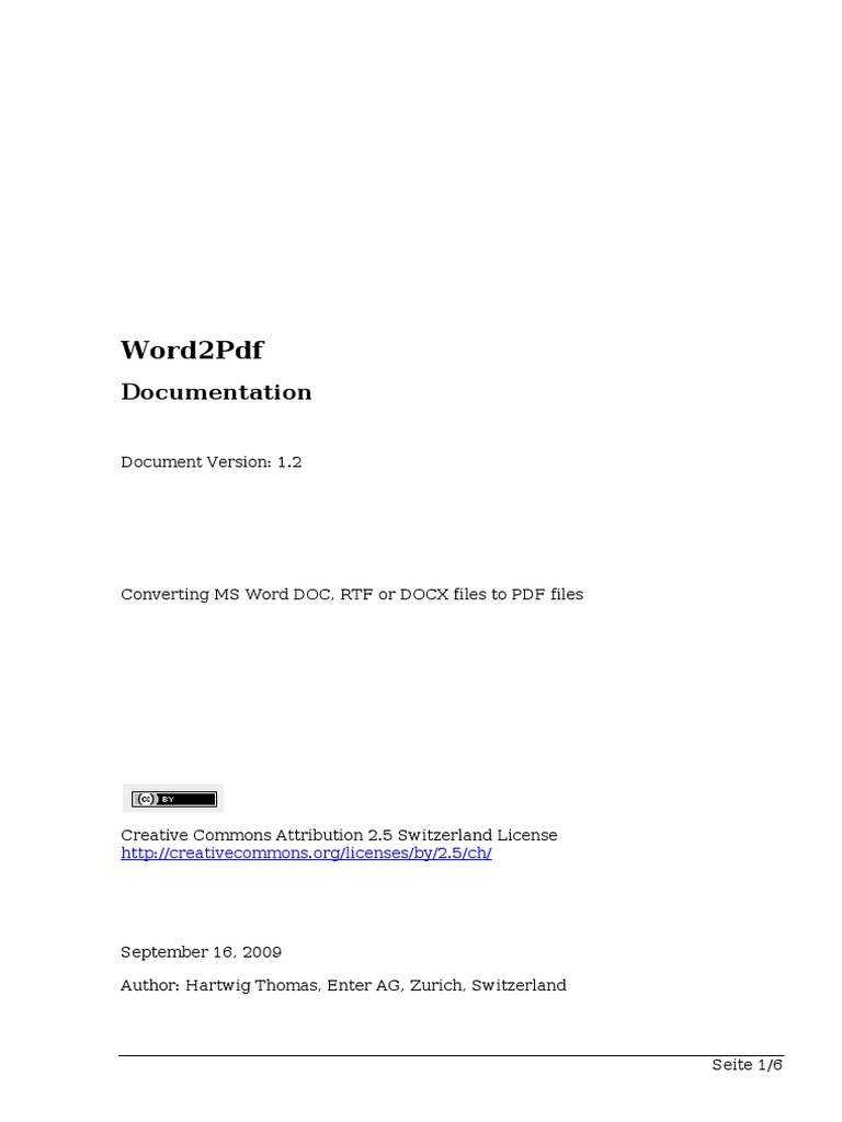 Word2Pdf Documentation | PDF | Portable Document Format | Command Line Interface