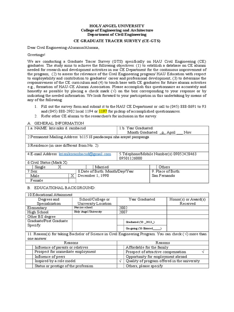 Tracer Study Tool 5 | PDF | Engineering | Teaching Mathematics
