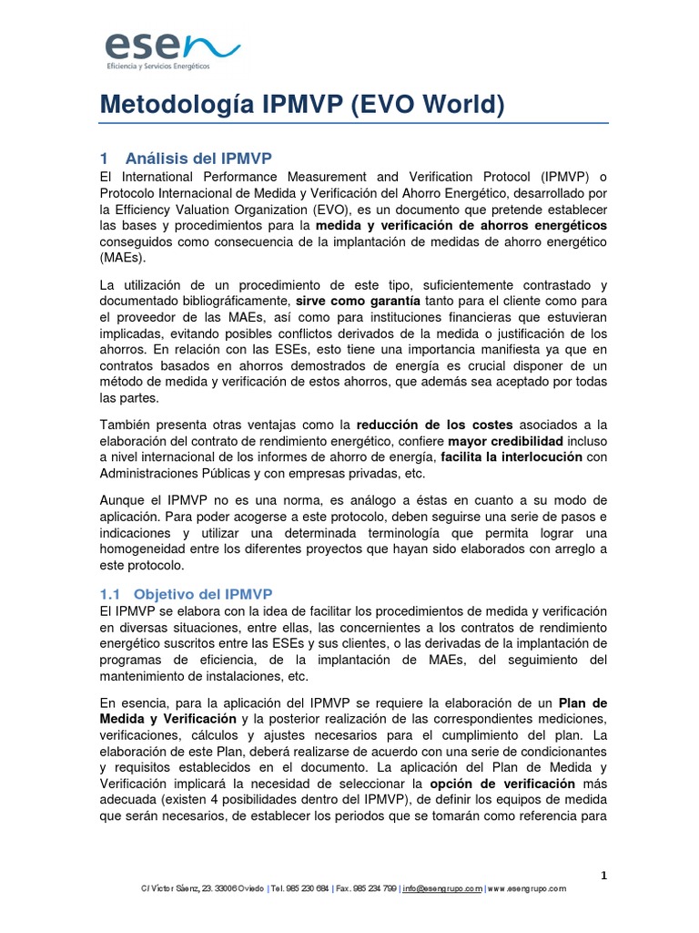 Metodología y Análisis Del Protocolo IPMVP de EVO | PDF | Presupuesto ...