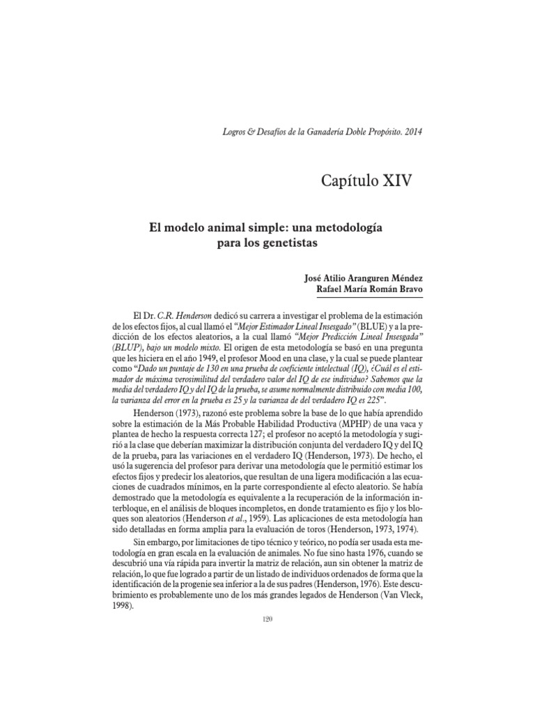 Modelo Animal Simple y BLUP | PDF | Matriz (Matemáticas) | Cociente de ...