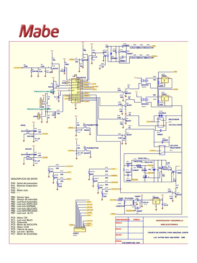 Diagrama Lavadora Mabe | PDF