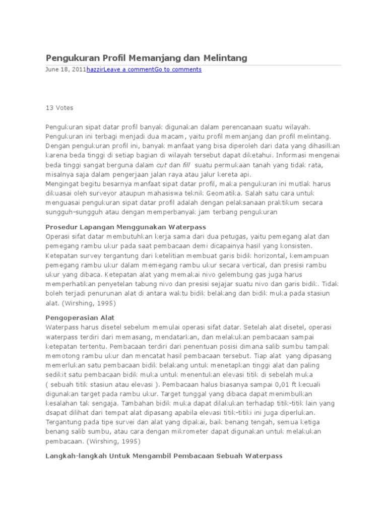 Pengukuran Profil Memanjang Dan | PDF
