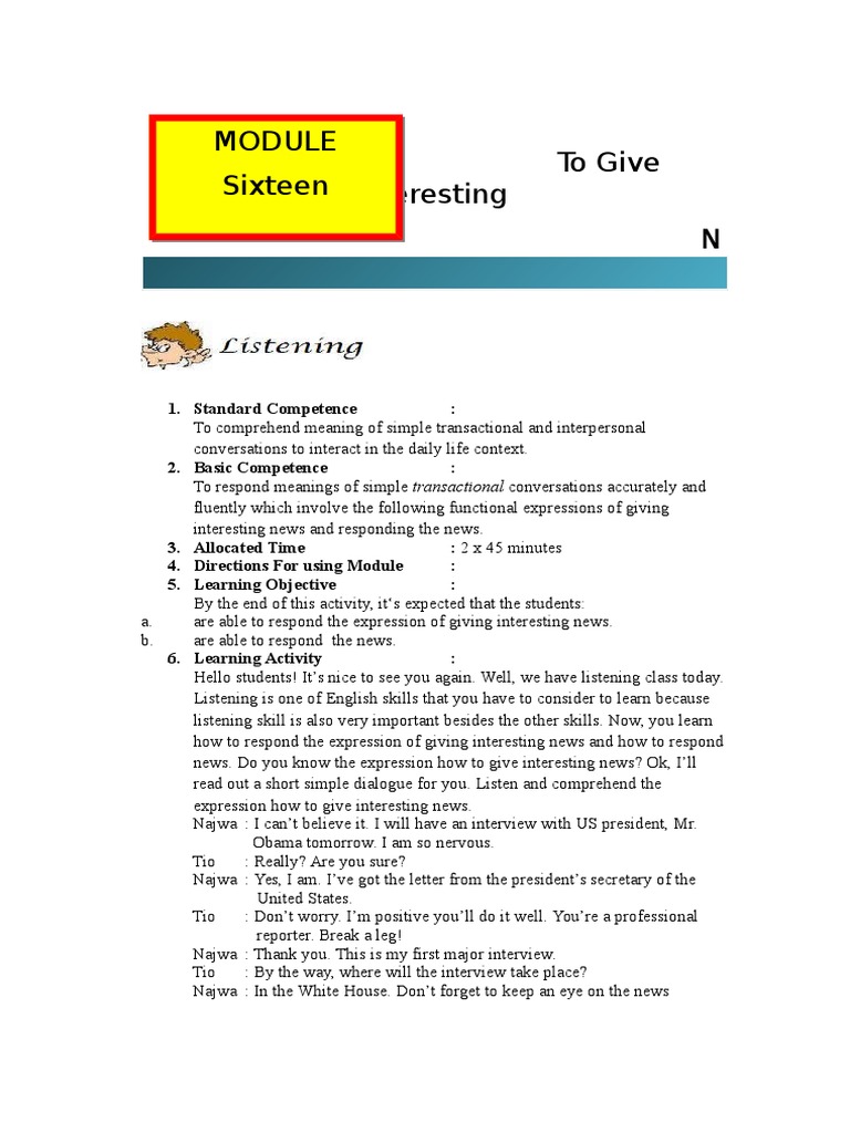 Module-16To Give Interesting News | PDF | Self-Improvement