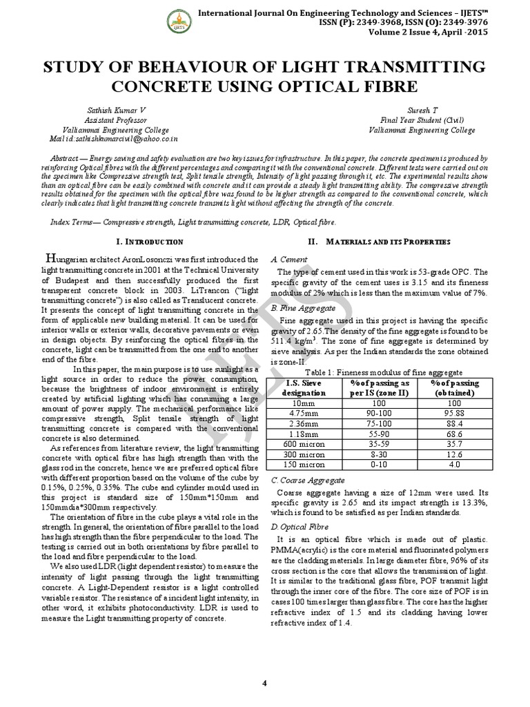 Light Transmitting Cable Reg | PDF | Concrete | Strength Of Materials