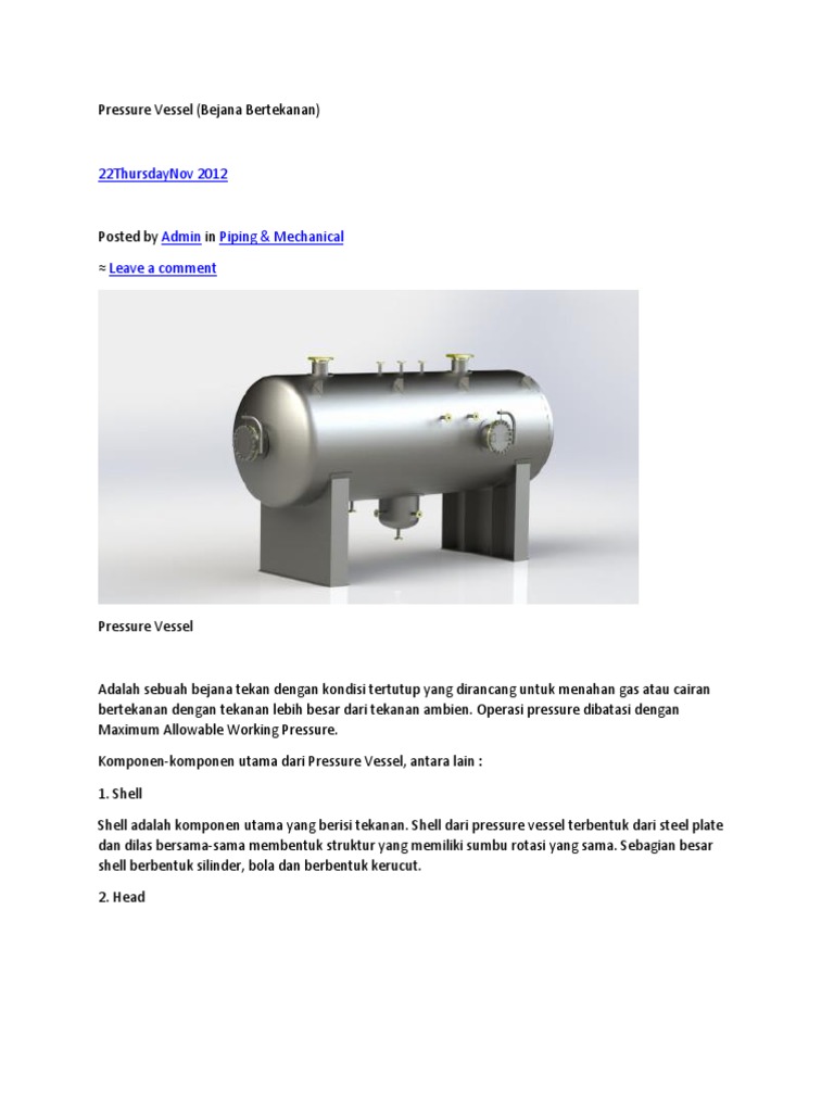 Pengertian dan Komponen Pressure Vessel | PDF | Seni | Sains & Matematika