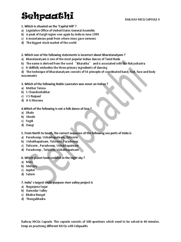 Railway MCQ Capsule 4 | PDF | Mumbai | Tamil Nadu