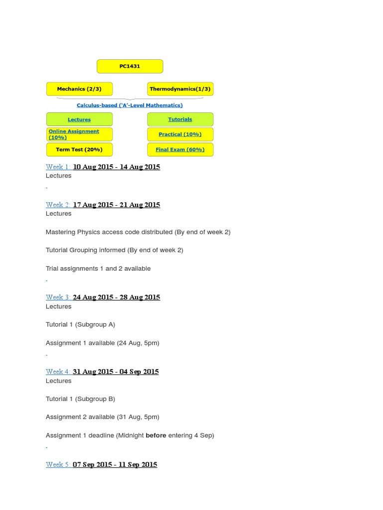 NUS Course Schedule and Assignments 2015 | PDF