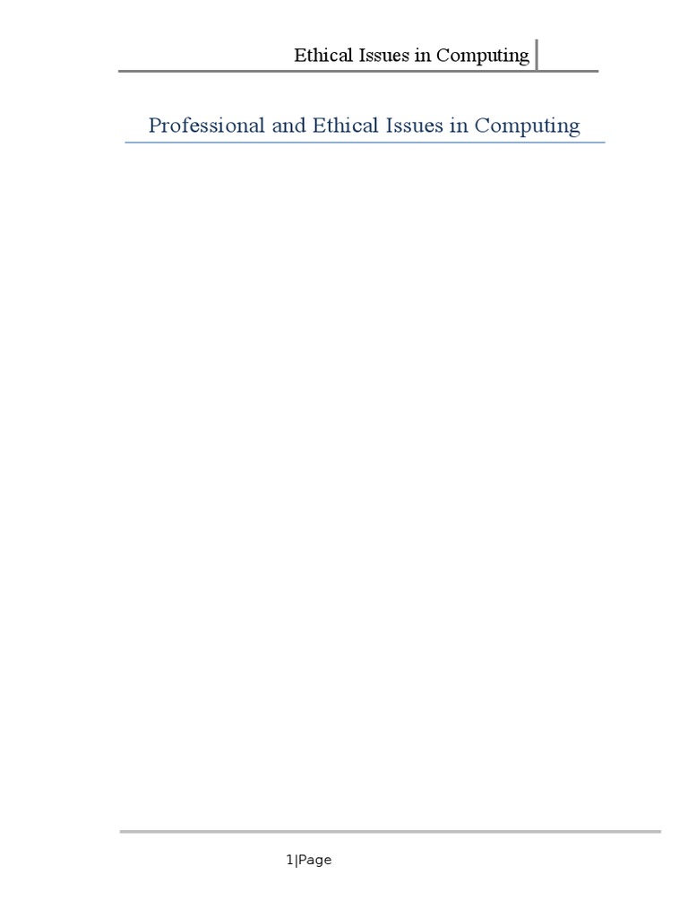 Professional And Ethical Issues In Computing Pdf Artificial