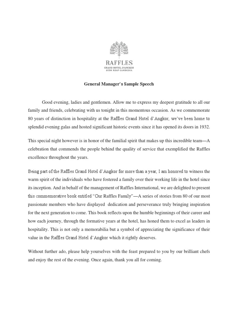 General Manager's 80th Anniversary Speech | PDF