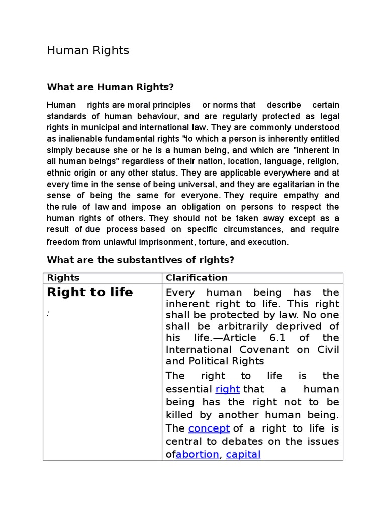 Human Rights: Right To Life | Download Free PDF | Torture | Human Rights