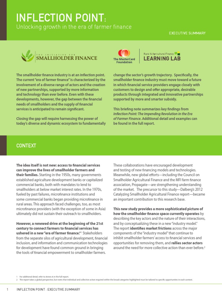 Inflection Point: Unlocking Growth in The Era of Farmer Finance | PDF ...