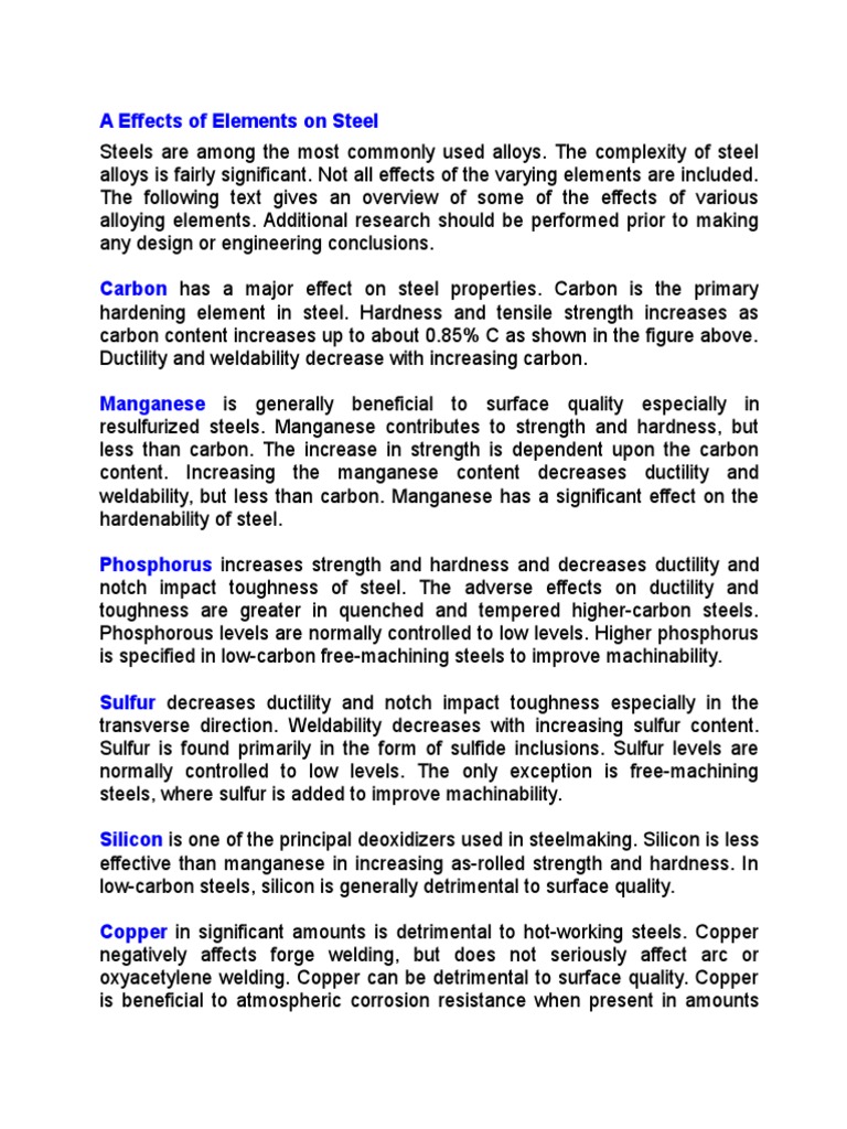 Effects of Alloying Elements | PDF | Steel | Alloy
