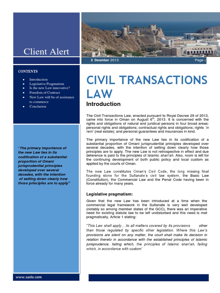 Civil Transactions Law | PDF | Liquidated Damages | Damages