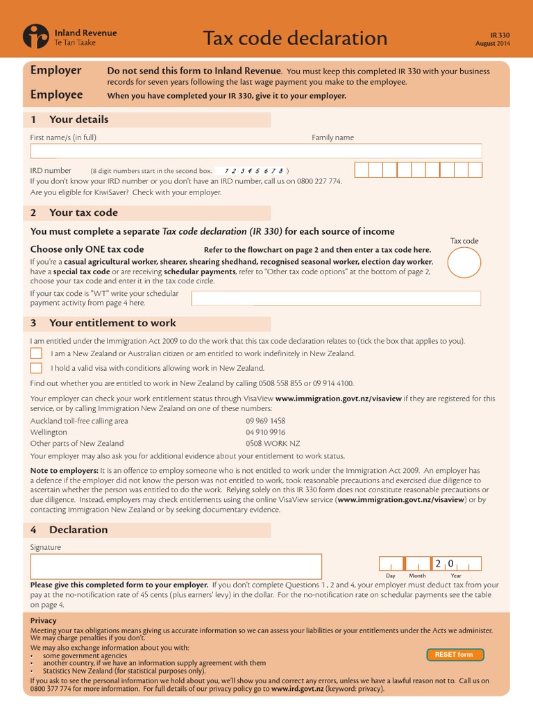 Tax Code Declaration: Employer Employee | PDF | Taxation In The United ...
