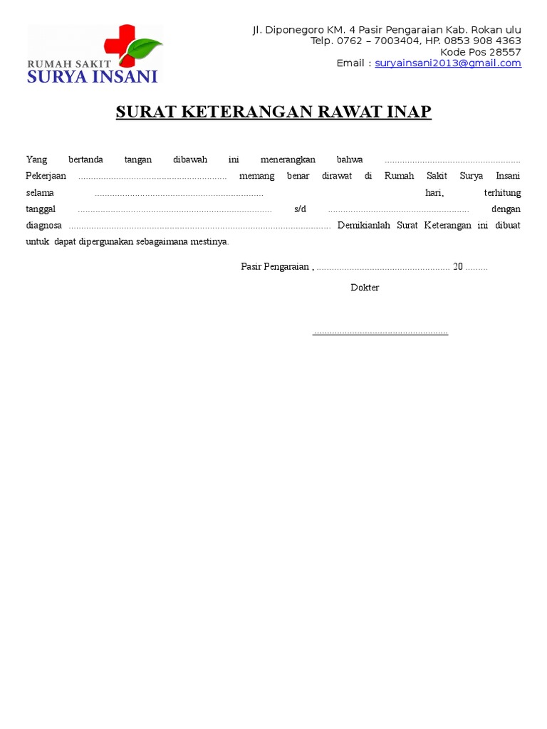Surat Keterangan Rawat Inap | PDF