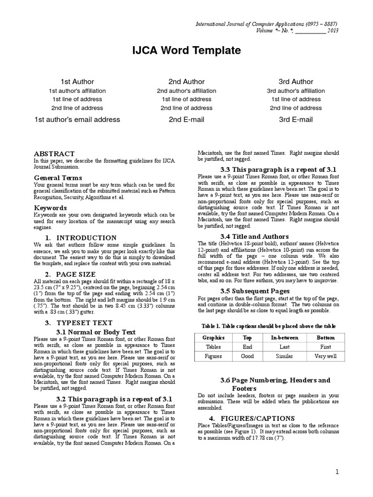 IJCA Word Template: 1st Author 2nd Author 3rd Author | PDF | Times New ...