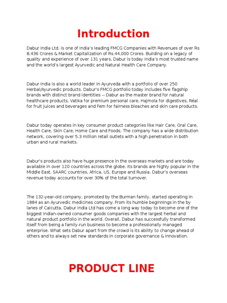 Dabur Marketing Management Project | PDF | Consumerism | Innovation