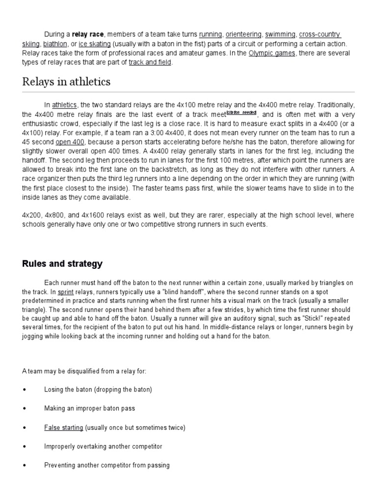 Relays in Athletics: Rules and Strategy | PDF | Track And Field ...