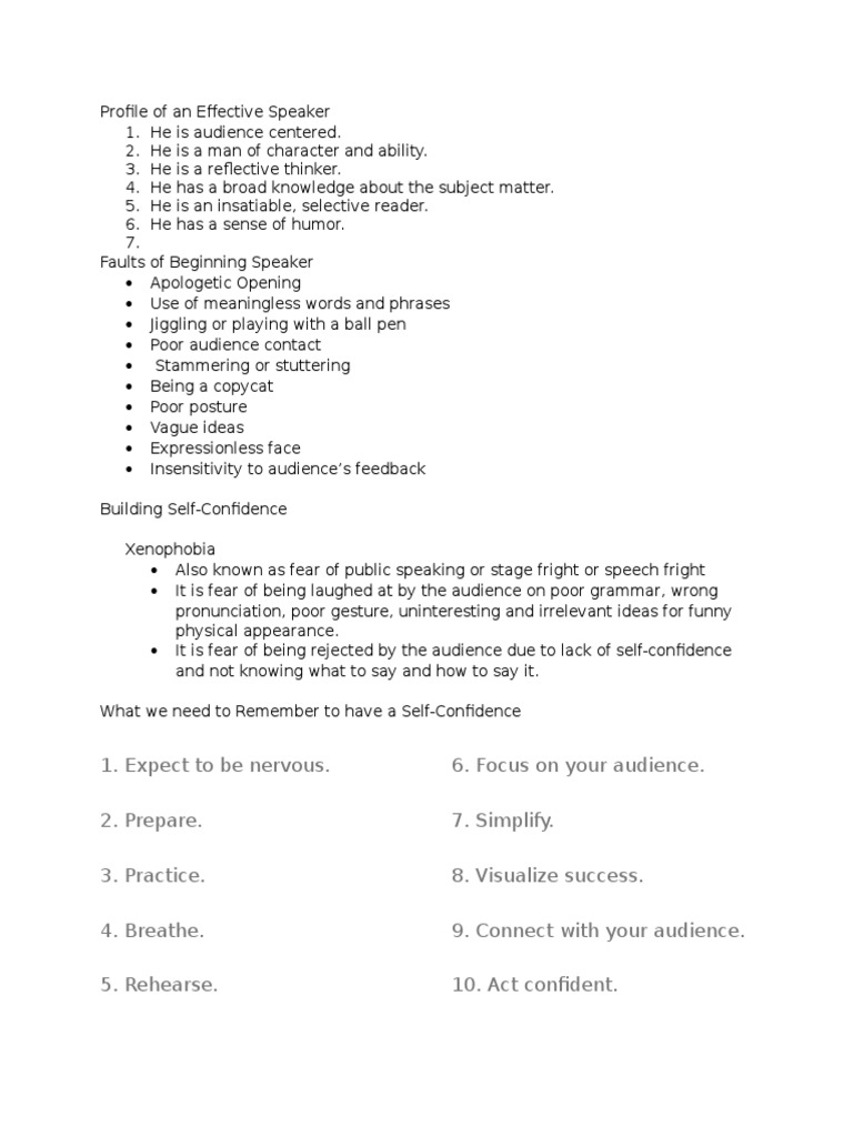 Profile of An Effective Speaker | PDF