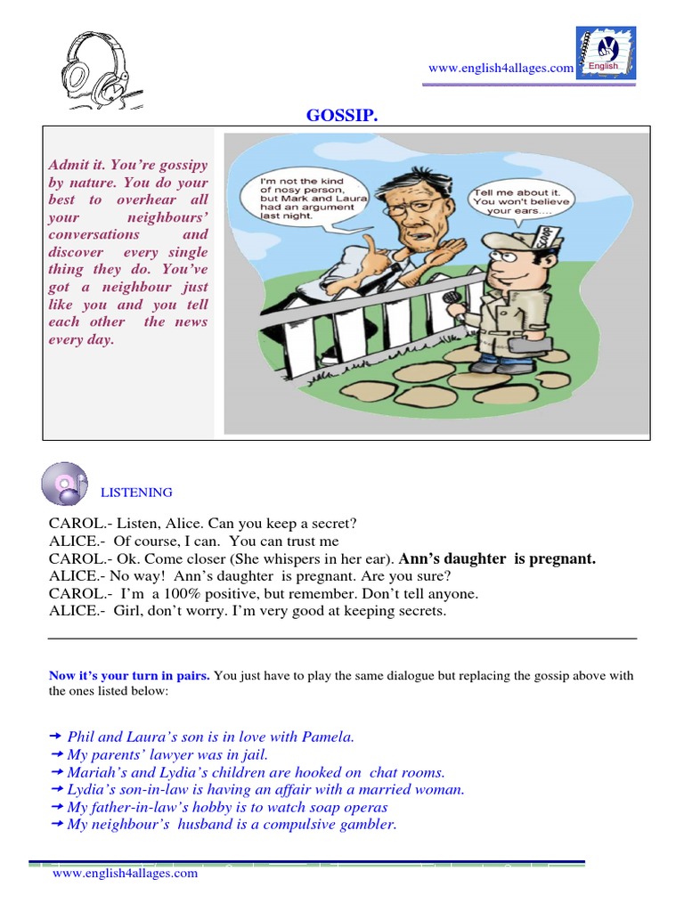 Gossip. Transcript and Activities | PDF