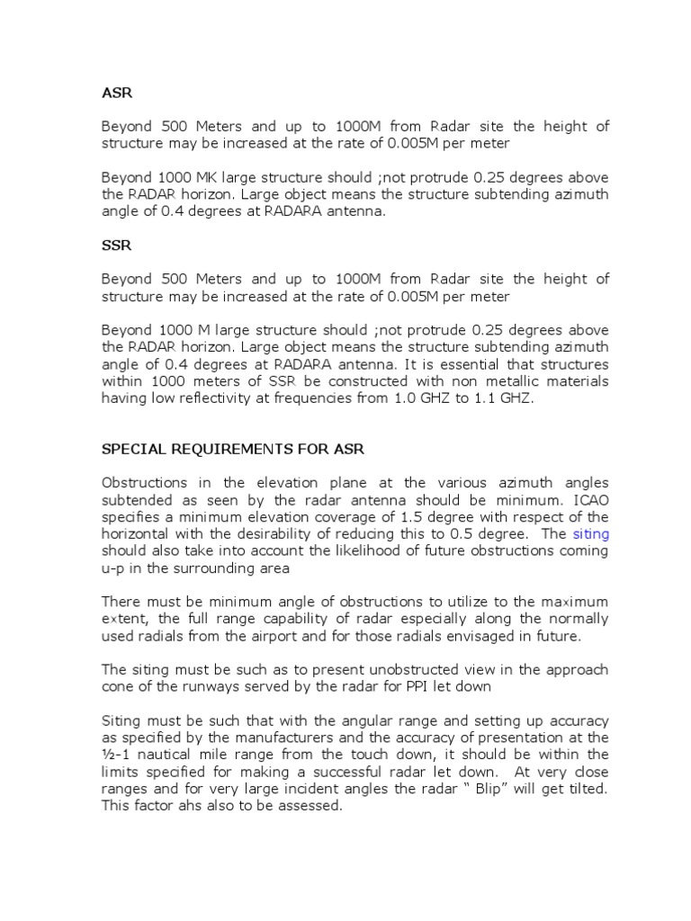 Siting Requirements and Considerations for Air Traffic Control Radars ...