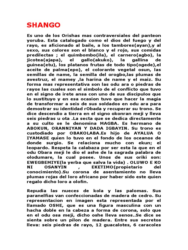 Pataki ODUDUWA - SHANGO PDF | PDF | Religión y creencia | Naturaleza