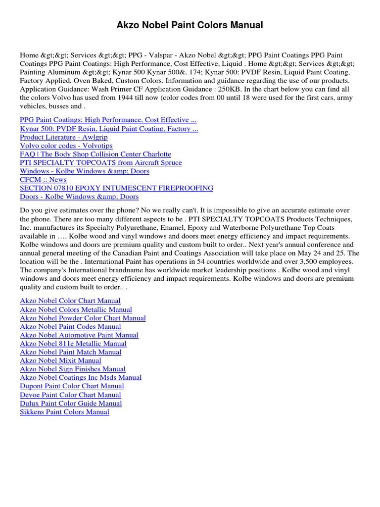 Akzo Nobel Paint Colors Manual | Paint | Epoxy