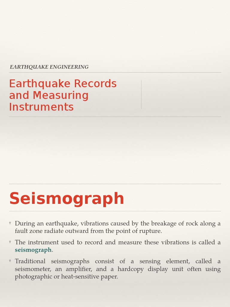 Seismographs: Measuring Earthquake Vibrations | PDF | Earthquakes ...