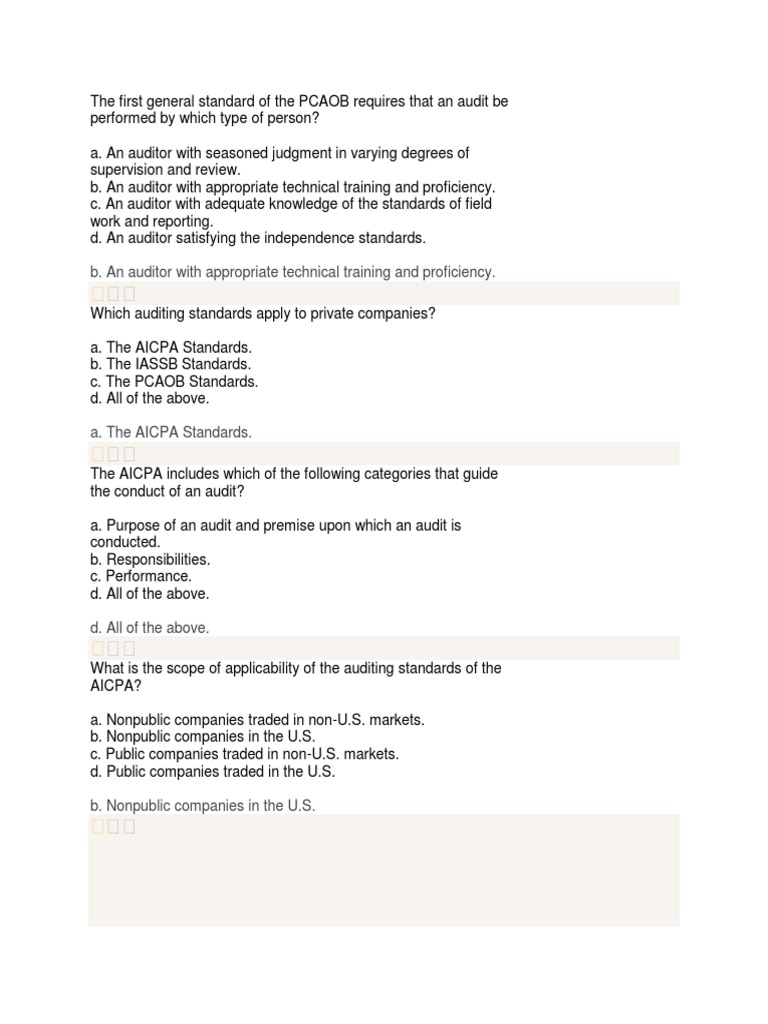 PCAOB and AICPA Auditing Standards Overview | PDF | Auditor's Report ...
