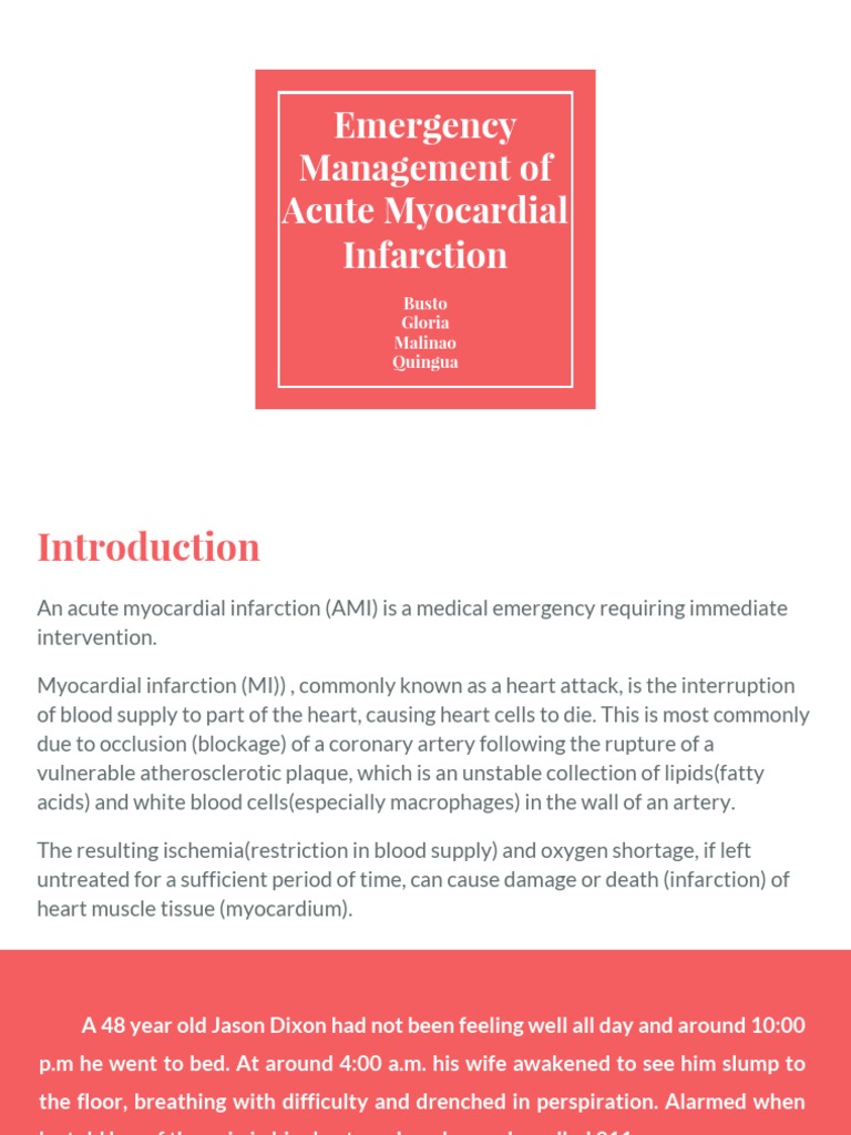 Emergency Management of Myocardial Infarction | PDF | Myocardial ...