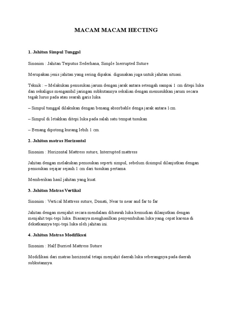 Jenis-Jenis Jahitan Hecting | PDF | Sains & Matematika | Gaya Hidup