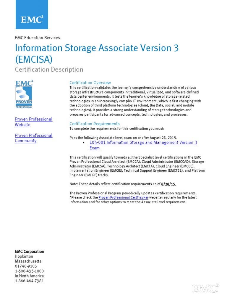 E05 001 Information Storage Management Exam-IsM Certification | PDF ...