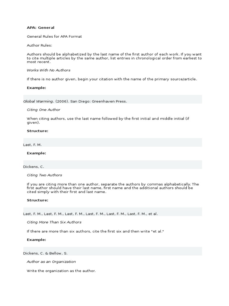 APA: General: Works With No Authors | PDF | Citation | Digital Object ...