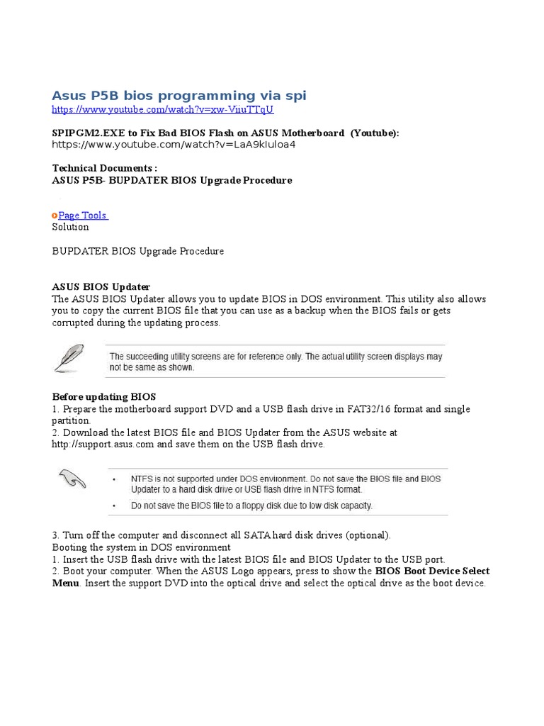 ASUS P5B BIOS Update Guide | PDF | Bios | Usb Flash Drive