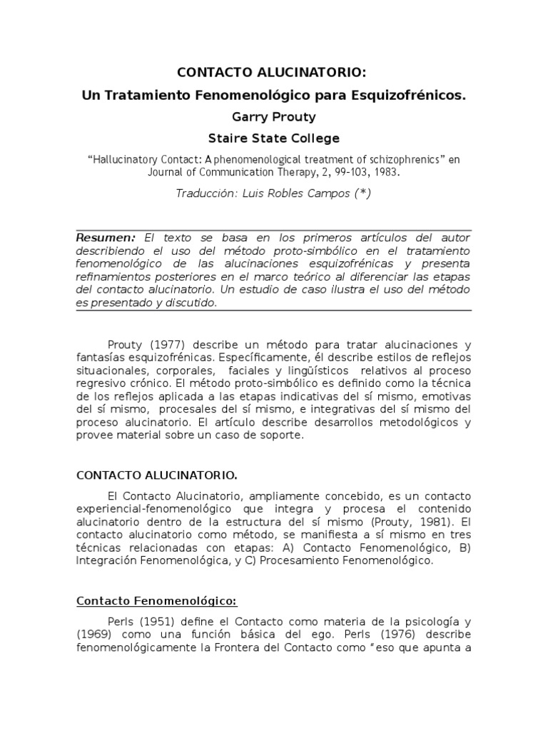 Contacto Alucinatorio (Garry Prouty) | PDF | Serpiente | Psicología clínica