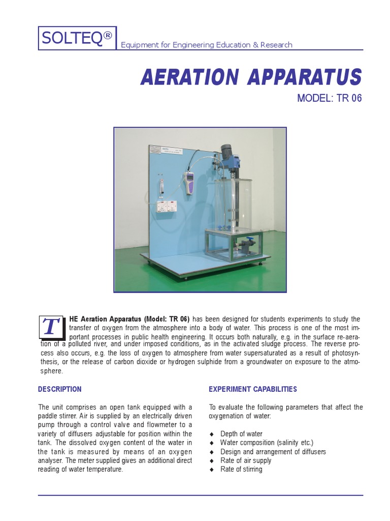 Aeration Apparatus: Solteq | PDF | Oxygen | Experiment