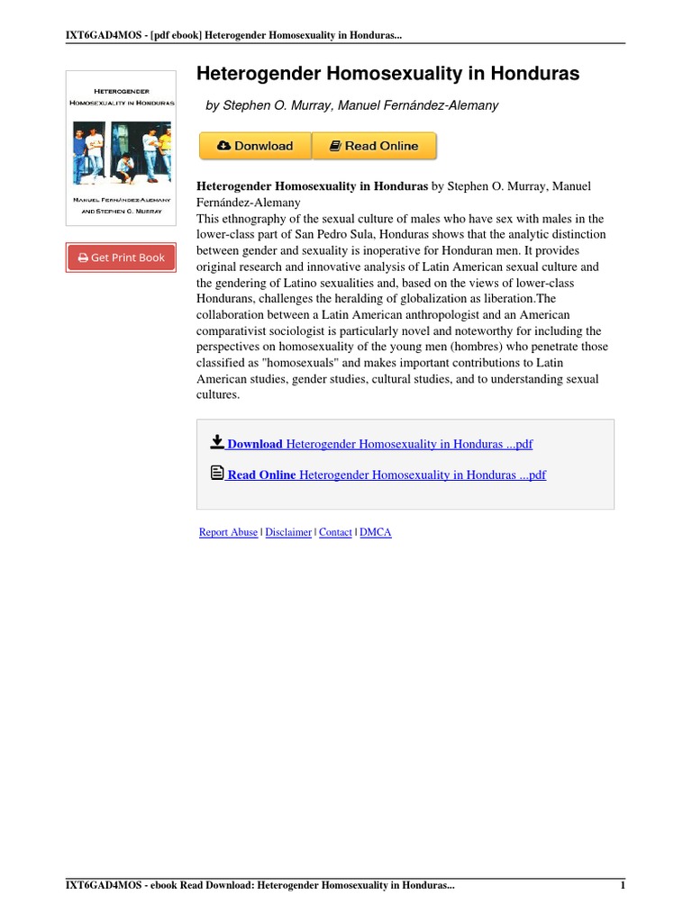 Heterogender Homosexuality Honduras Stephen Murray 0595226817 Book ...