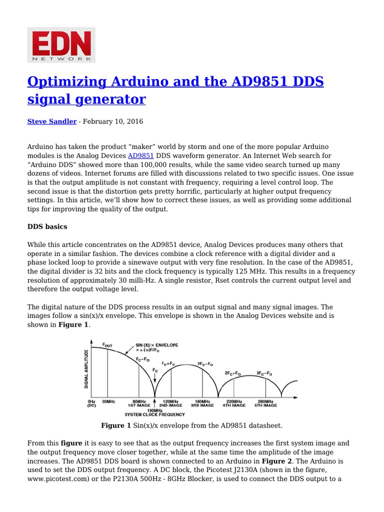 Optimizing Arduino and The AD9851 DDS Signal Generator | PDF ...