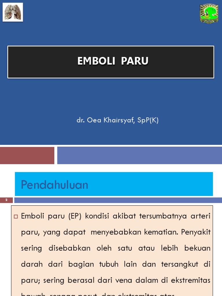 Panduan Medis Emboli Paru | PDF
