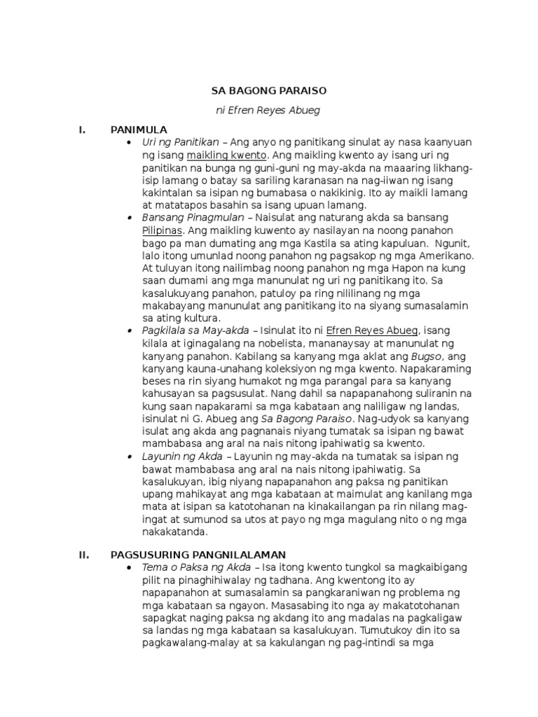 Suring-Basa Sa "Sa Bagong Paraiso"