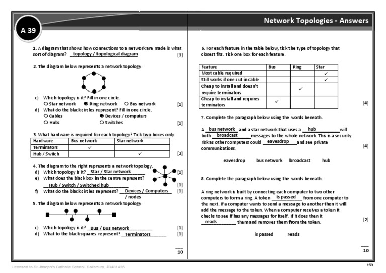 A39 Network Topologies Network Topologies - Answers: Licensed To ST ...