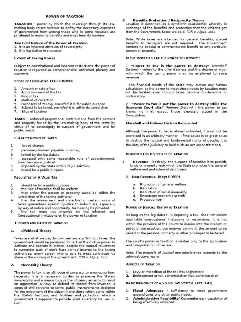 Taxation I Review | PDF | Taxation In The United States | Double Taxation