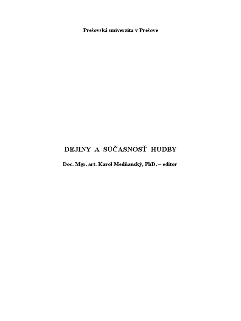 Dejiny A Súčasnosť Hudby | PDF