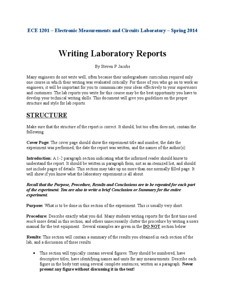 Writing Laboratory Reports: Structure | PDF | Experiment | Computing ...